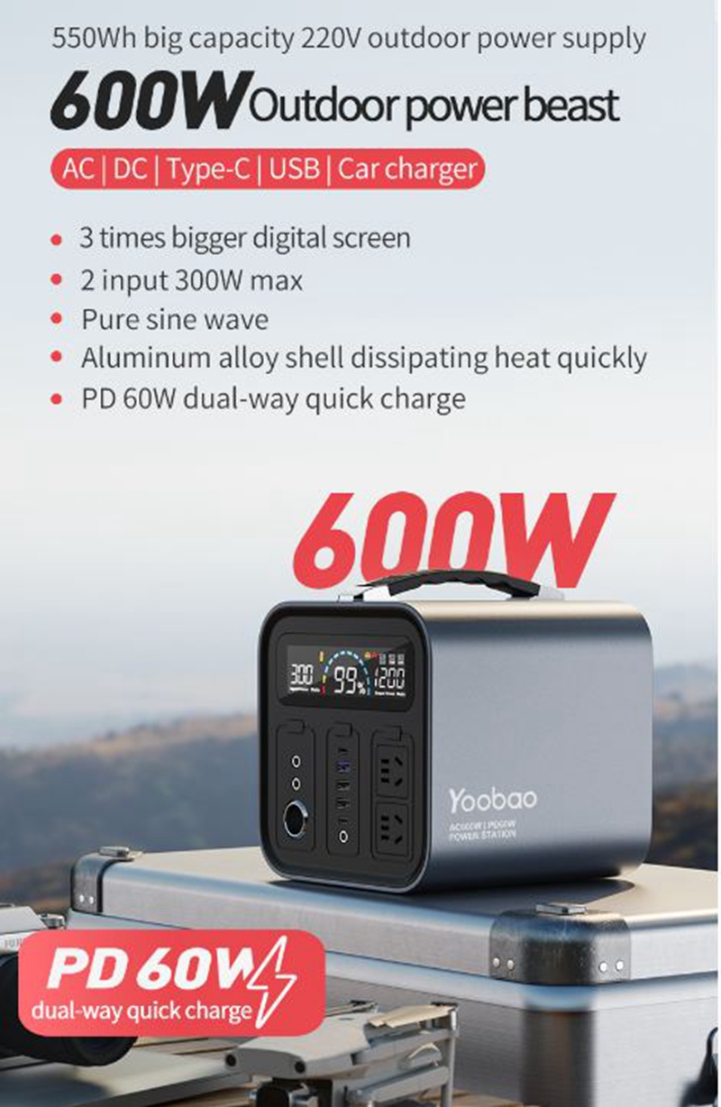 Yoobao En600s 135200mAh Ac600w Pd60w High Capacity Pure Sine Wave Power ...