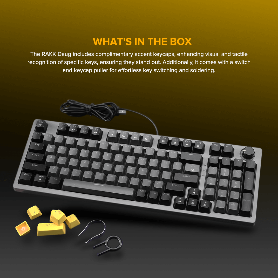 Rakk Daug 96 Keys Mechanical keyboard| Hotswappable| Yellow Switch ...