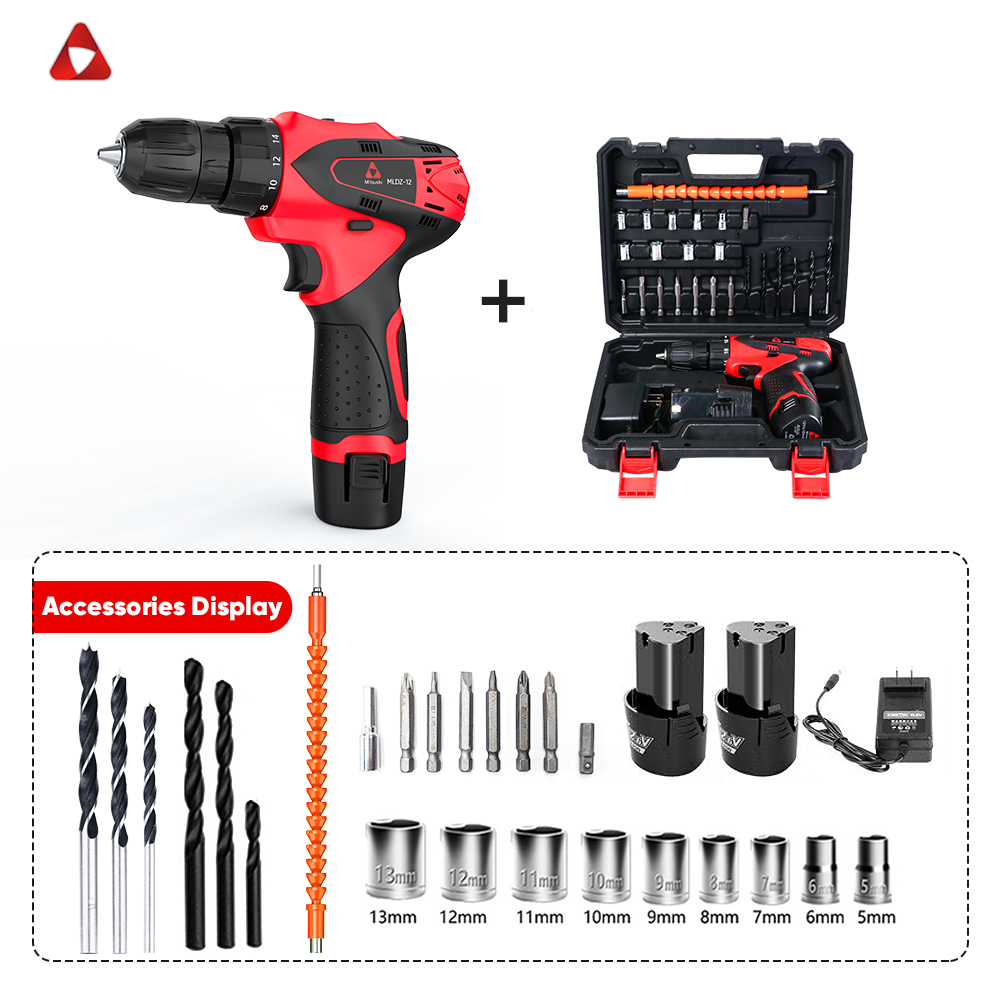 Mitsushi 12V Cordless Double Speed Li-ion Battery Drill With Case Screwdriver Accessories 29PCS ...