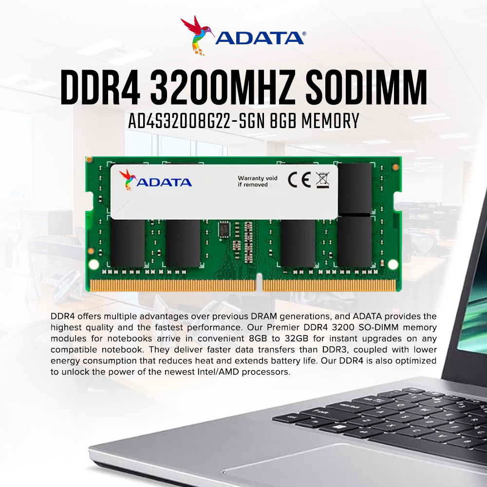 EasyPC| Adata AD4S32008G22-SGN 8GB DDR4 3200MHZ SODIMM MEMORY | Shopee ...