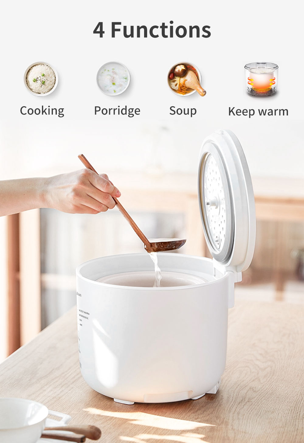 Simplus Electric Rice Cooker 24h Cooking Set Up & 4 Cooking Programs 2L ...