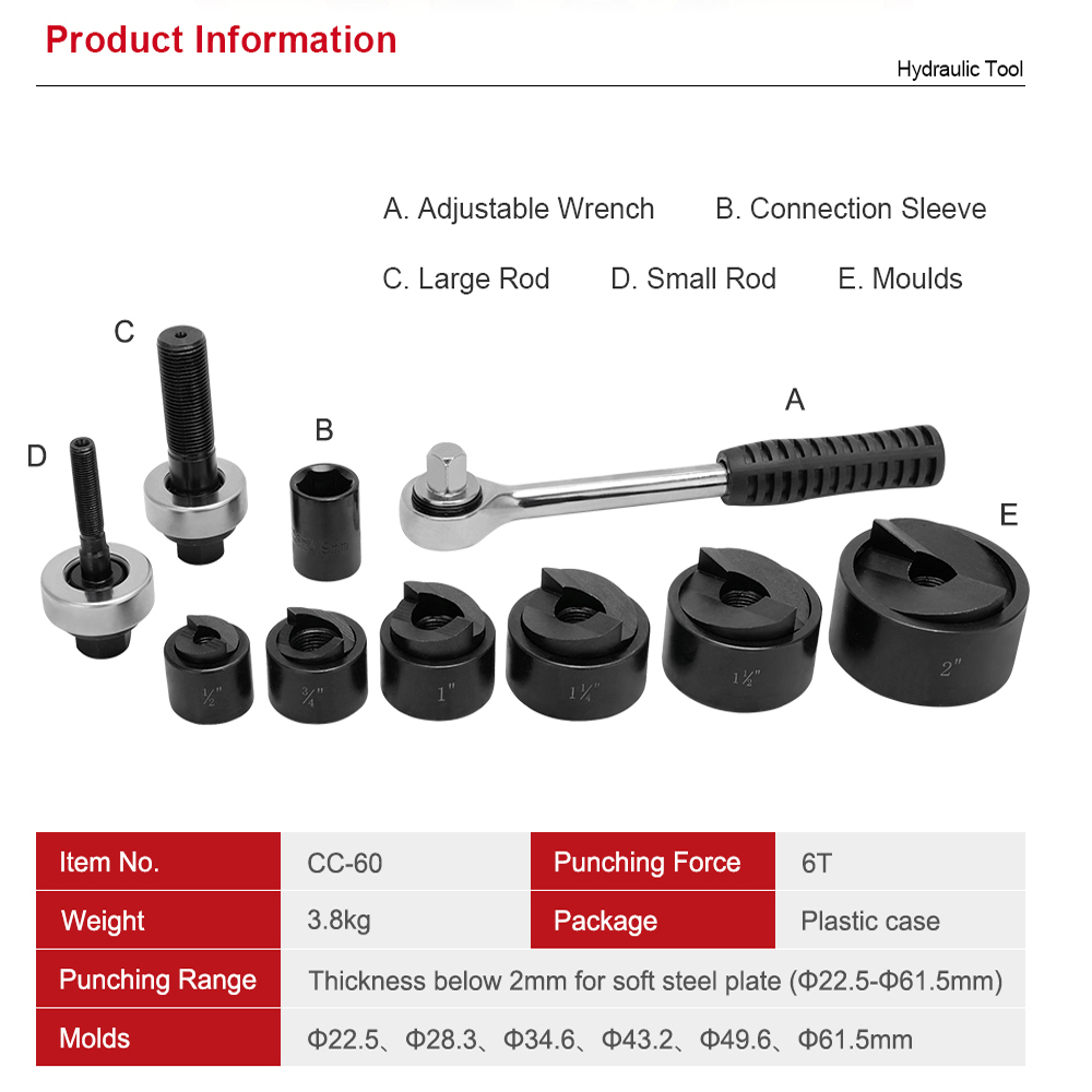 Supertools 1/2" to 2" Manual Knock Out Punch Driver Kit Hole Tool Model ...