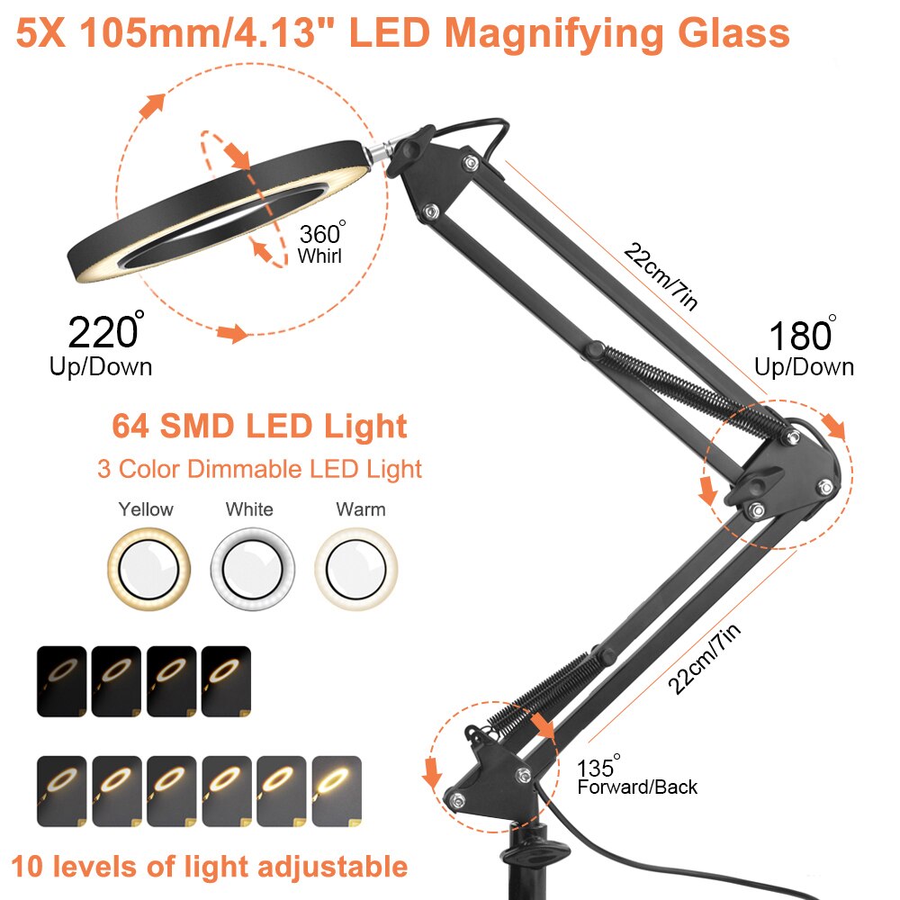 Magnifying Glass with light 30x magnification Adjustable warm&cool ...