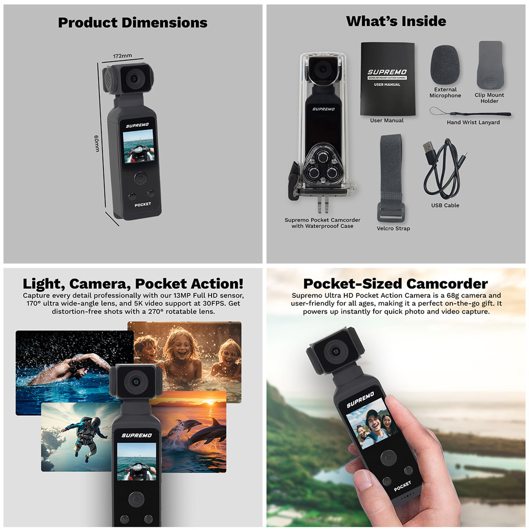 Supremo Ultra HD Pocket Action Camera | Shopee Philippines
