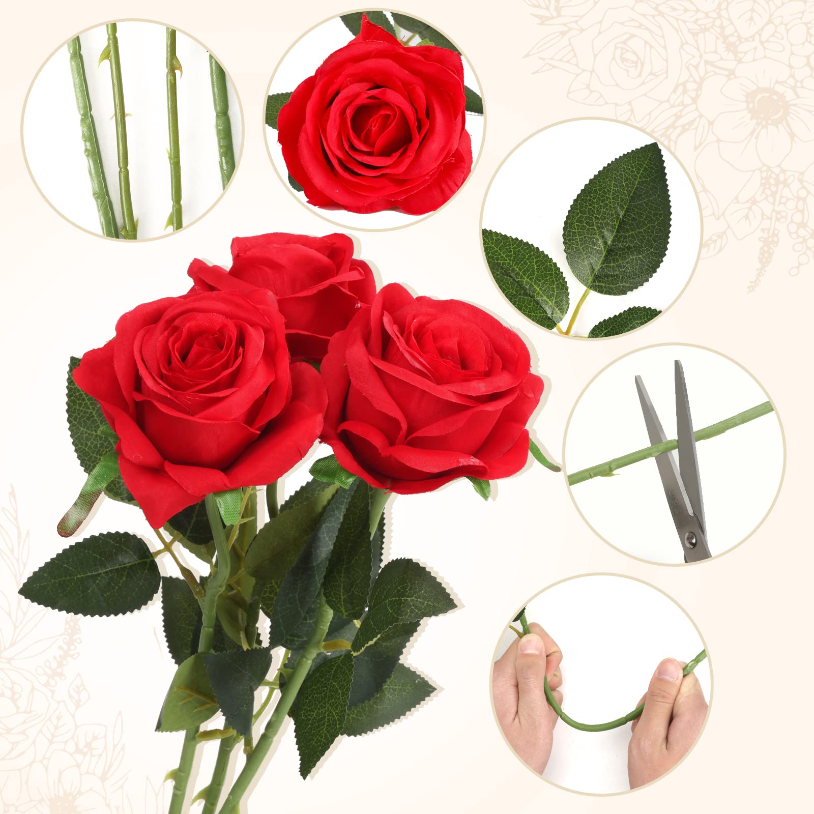 High Quality Velvet Rose&Cloth Rose Fake Rose Fake Flowers Artificial ...