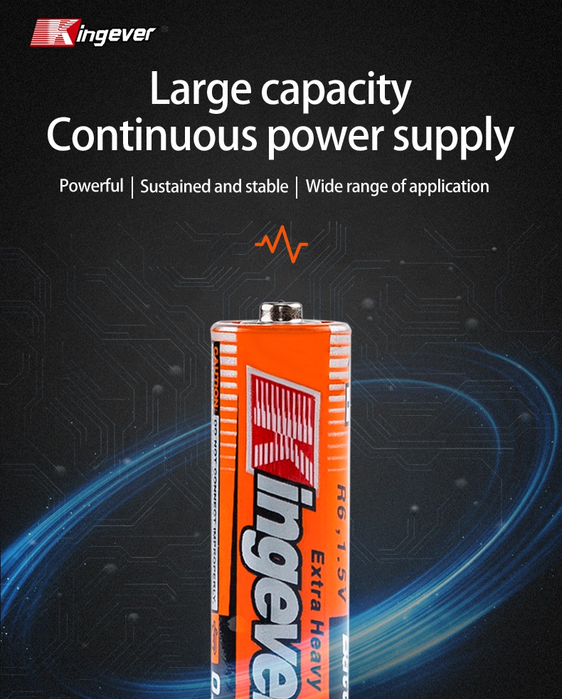 Kingever 100% Original AAA AA C D 9V/6F22 Extra Heavy Duty Battery 2 Packs classic series ...