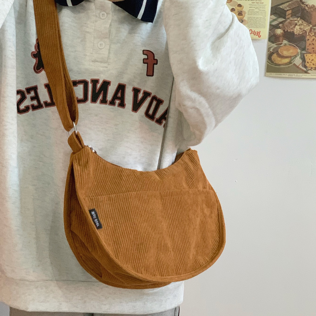 Mumu 5088 Japanese Corduroy Dumpling Sling Bag School College Shoulder ...