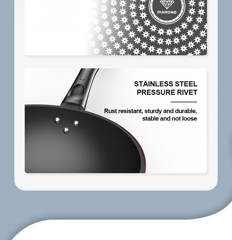 32CM Non Stick Pan with Cover Composite Diamond Coating Wok Stir-fry ...