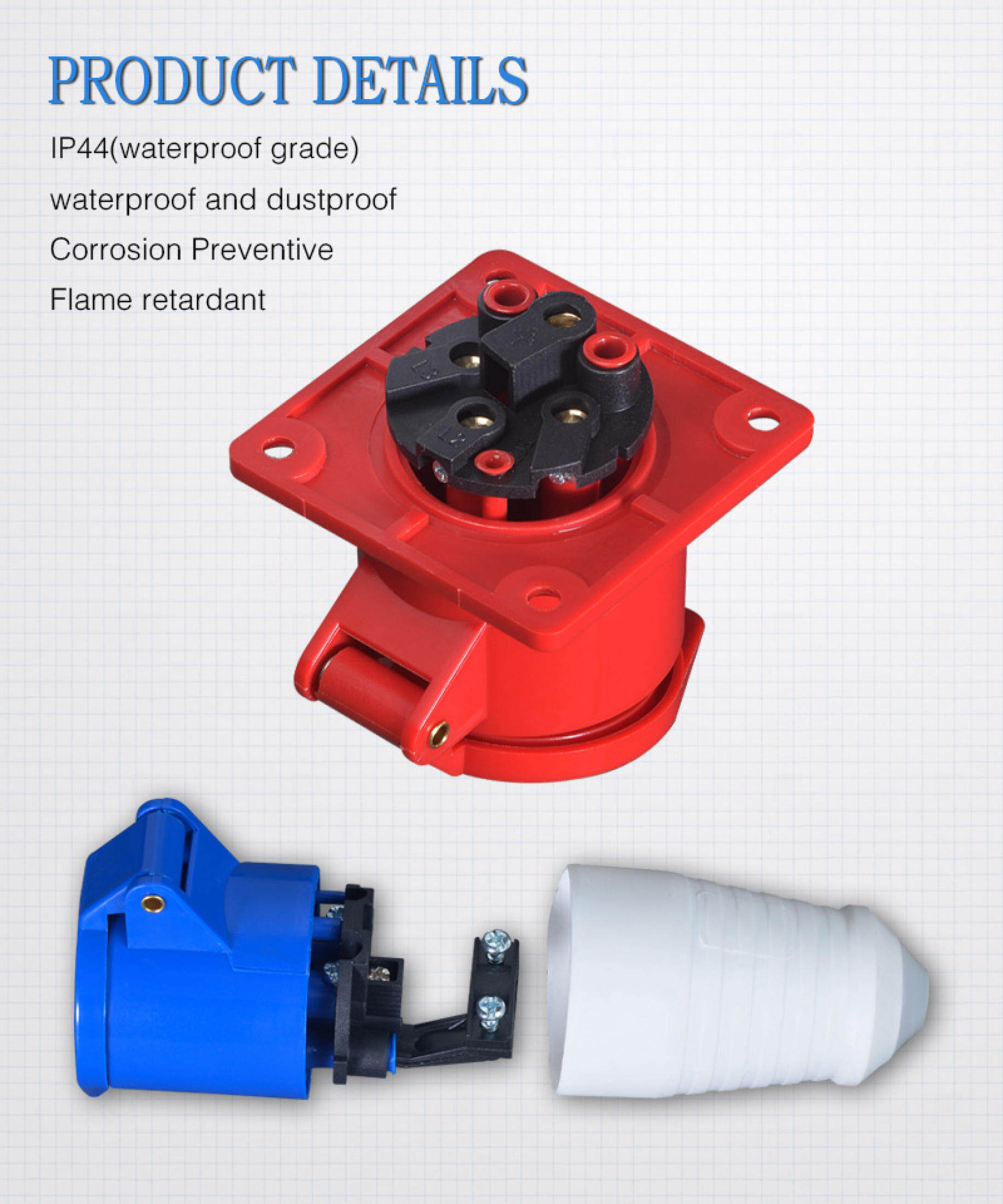 IP44 Industrial Plug Socket Waterproof Connector 4PIN 16A/32A ...