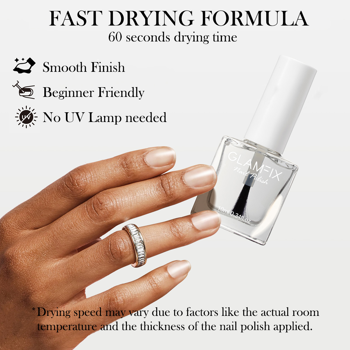 GLAMFIX Nail Polish Clear- Clear Nail Polish Natural Shine Nail Polish ...