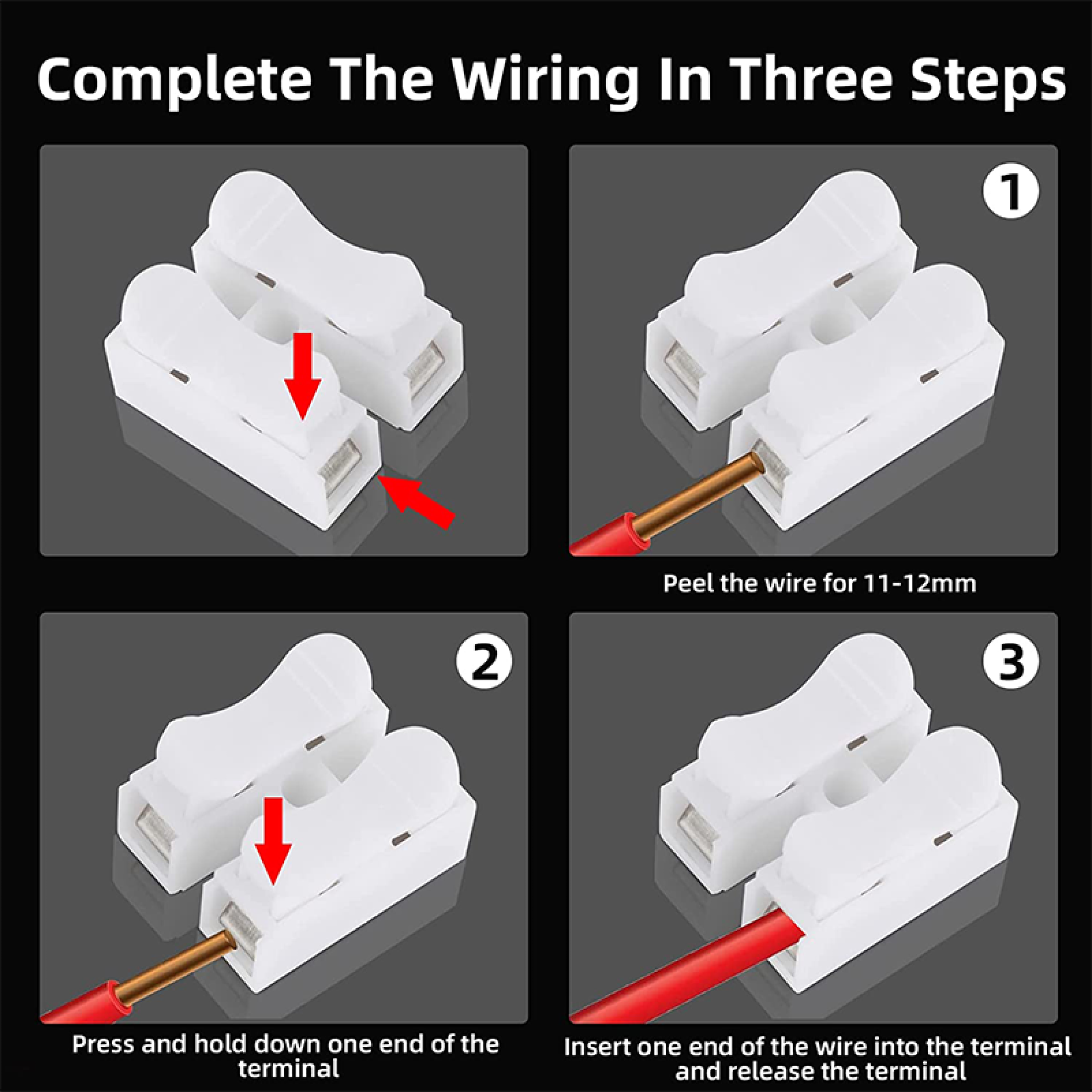 50PCS CH-2 Fast Wiring Terminal Cable Connectors Clip Quick Splice Lock ...