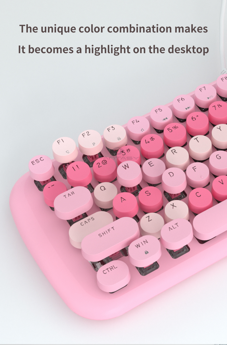MOFii New Version CANDY M Pink Shaft Wired Mechanical Keyboard with ...