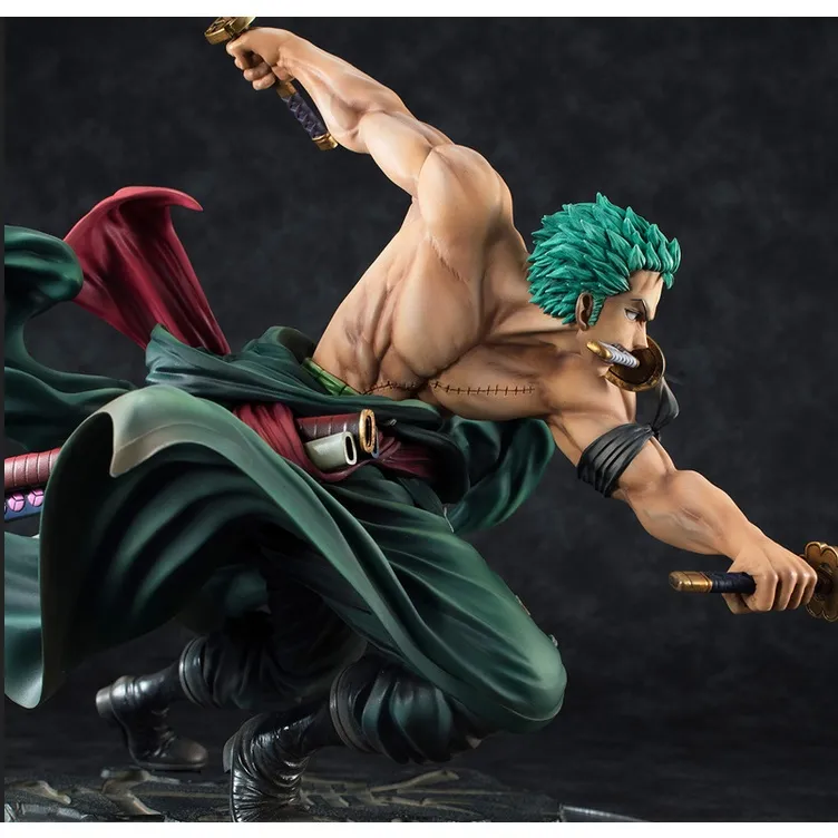 23*25CM Roronoa zoro Model Anime One Piece Figures Threeknife Fighting ...