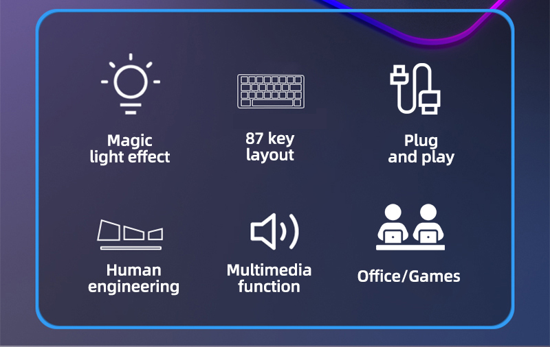 Zeus K-123 Rainbow LED 87 Keys Gaming Keyboard Multi-Media Online ...