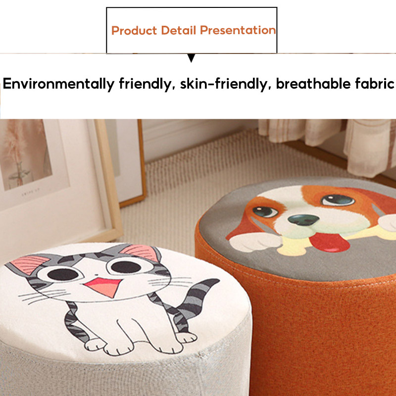 [5 color]Sofa stool Soft seat Soft chair Cute fabric round stool Home ...