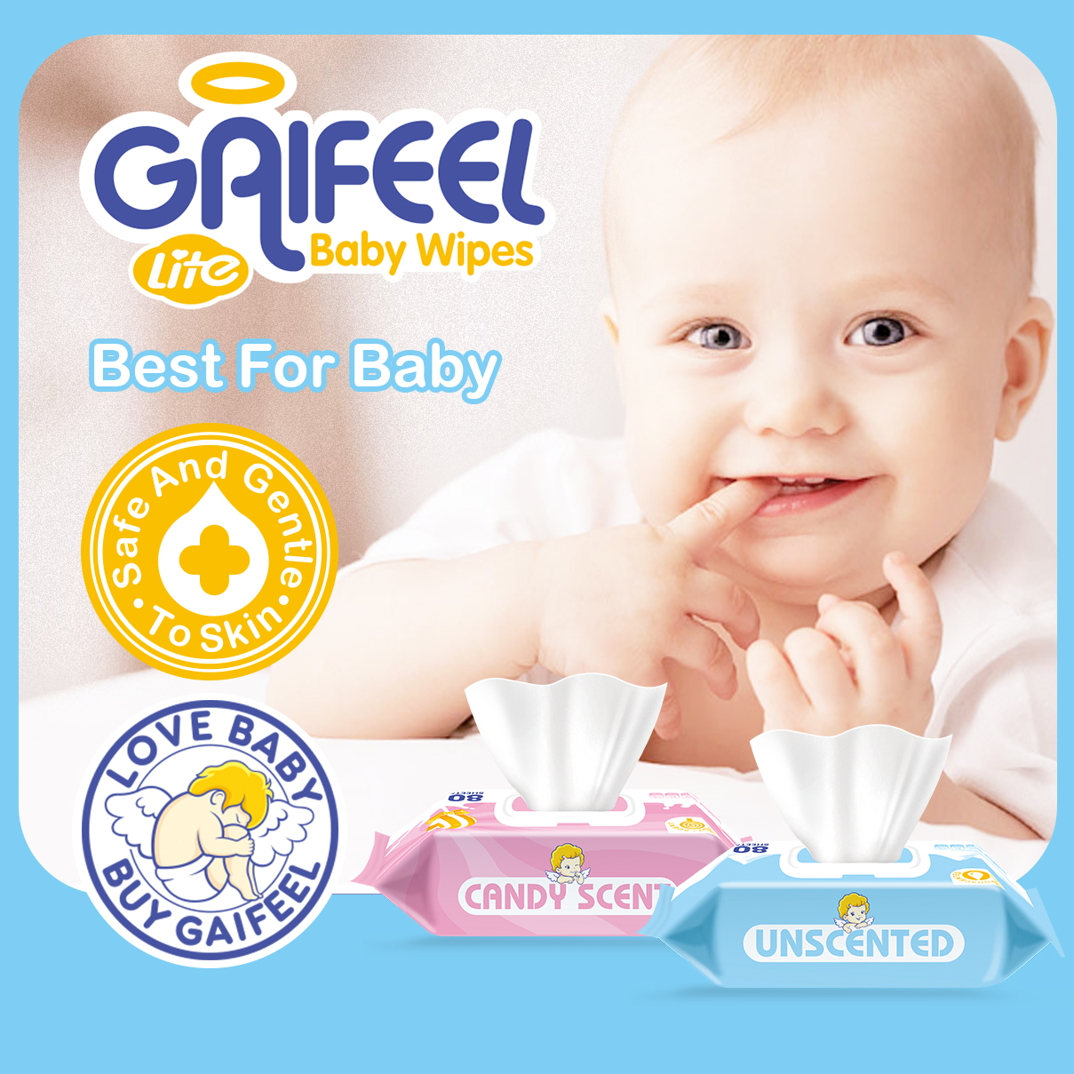 GAIFEEL LITE Unscented/CANDY Scent 84 SHEETS Wet Wipes for Baby 5 Packs ...