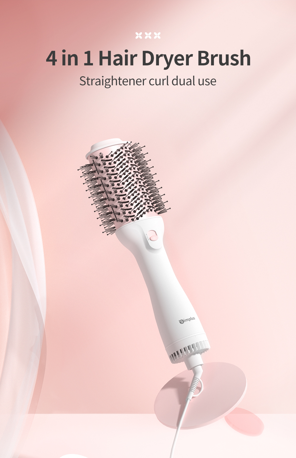 Simplus Hot Air Brush Comb Hair Brush Blower Electric Hair Dryer ...