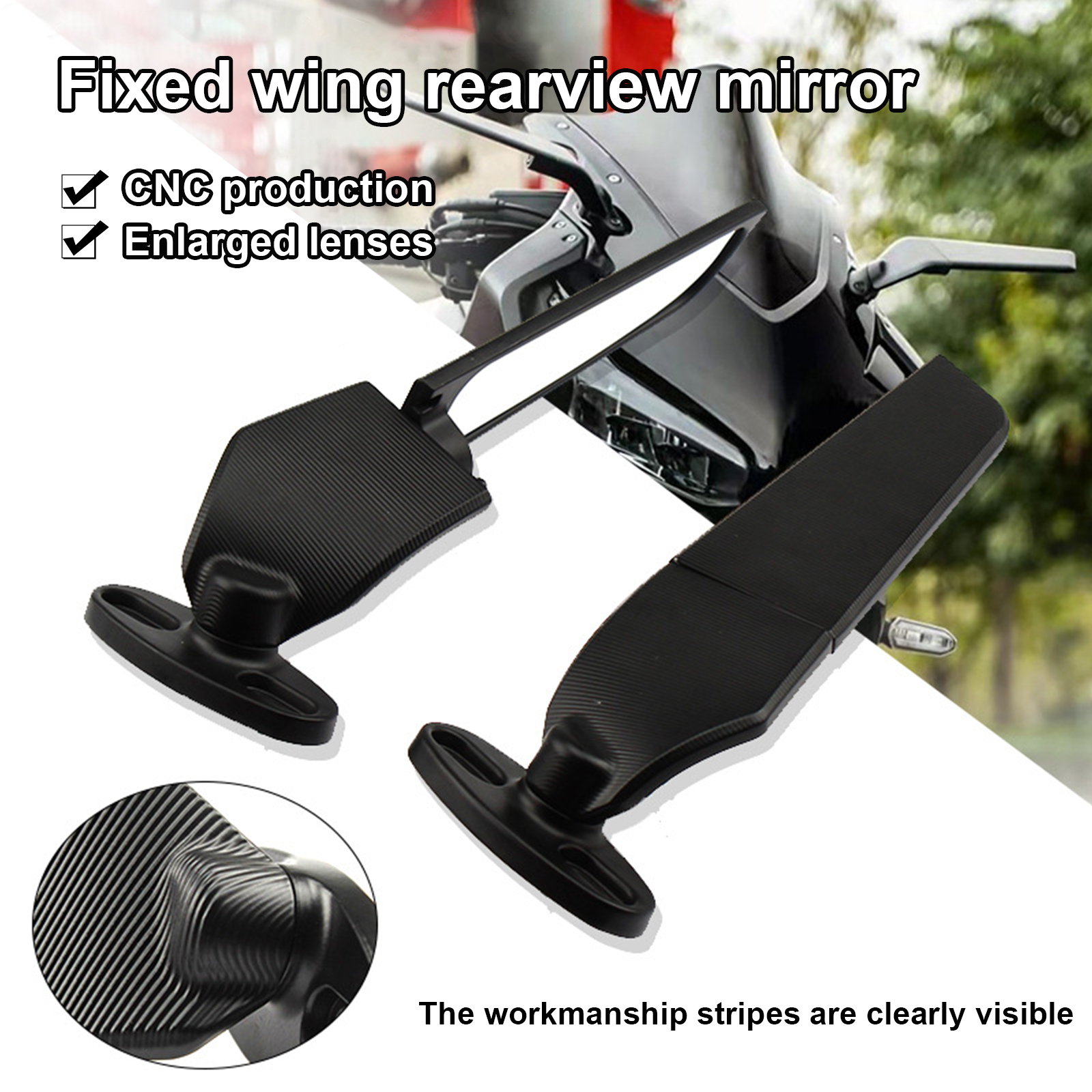 UNIVERSAL WINGLET ALLOY NINJA STEALTH MIRROR WIND WINGS SIDE MIRROR ...