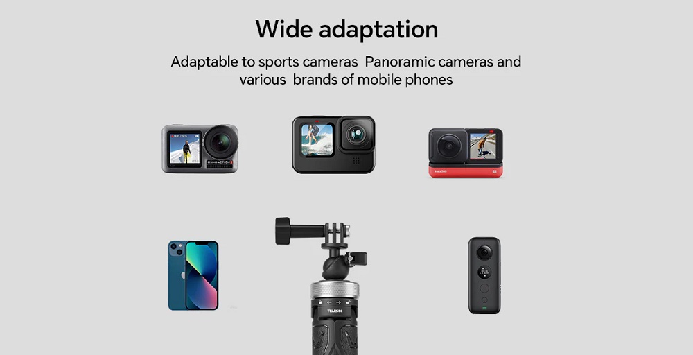 TELESIN Panoramic Extendable Monopod Stick w/ Tripod GoPro Hero, DJI ...