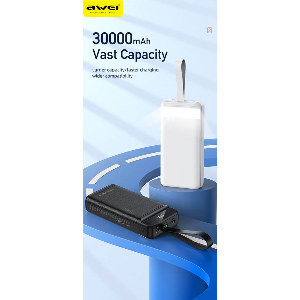 Awei P140K 22.5W 30000mAh Powerbank Quick Charging Fast Charge Multiple ...