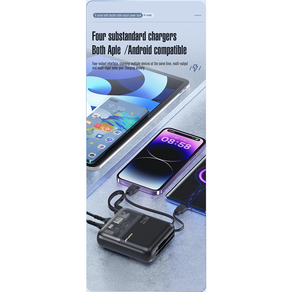 Awei P149K 10,000mAh 22.5W Mini Portable High Speed Charge Powerbank ...