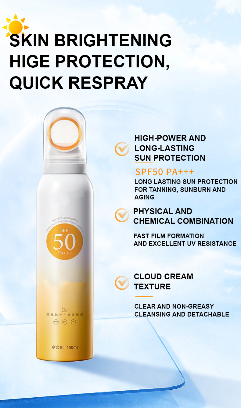 150ml Sunblock Mite Spray Sunscreen Spray for Face Waterproof All Day ...