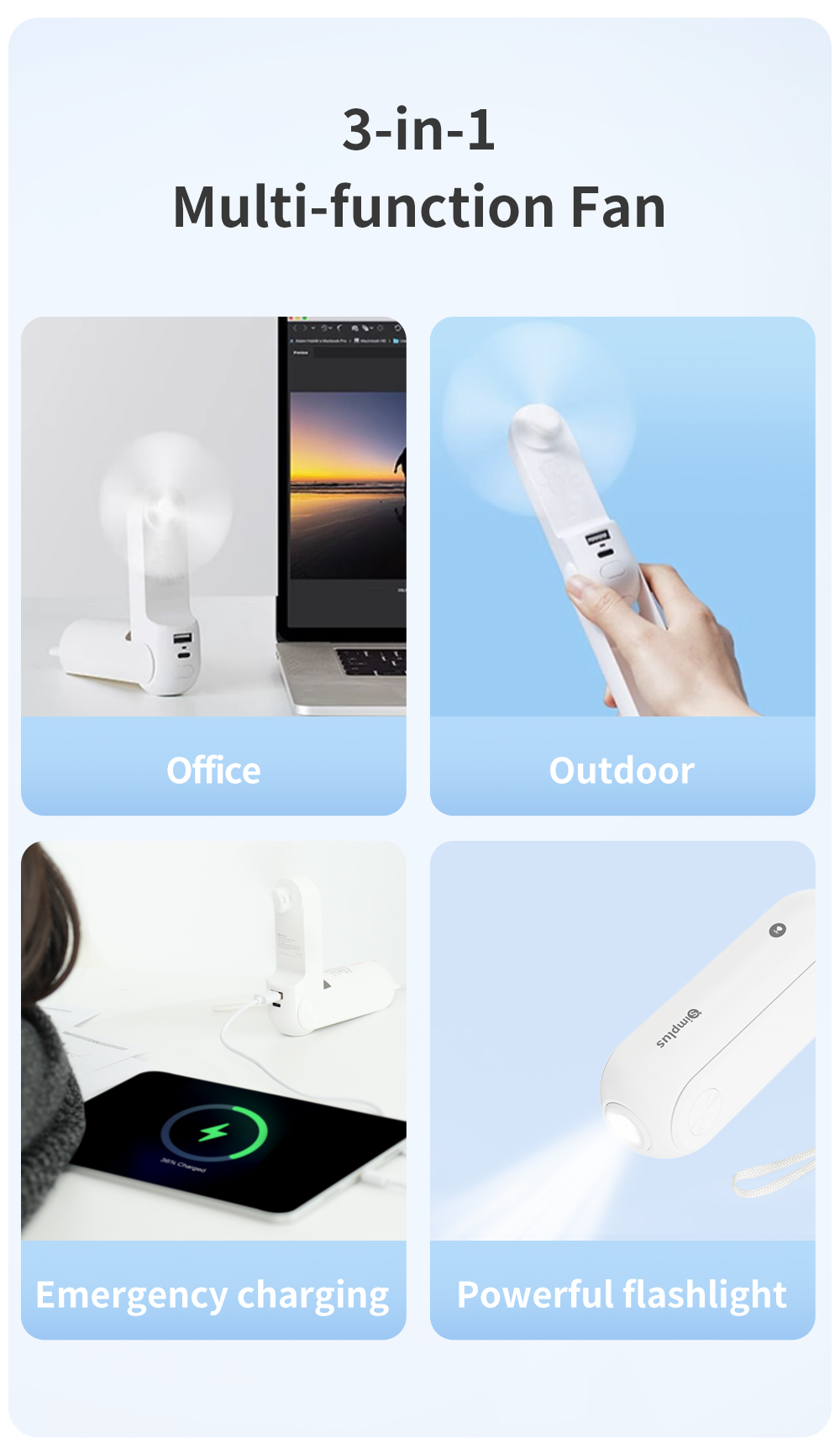Simplus Fan Rechargeable Portable Handheld (Multi-function) | Shopee ...