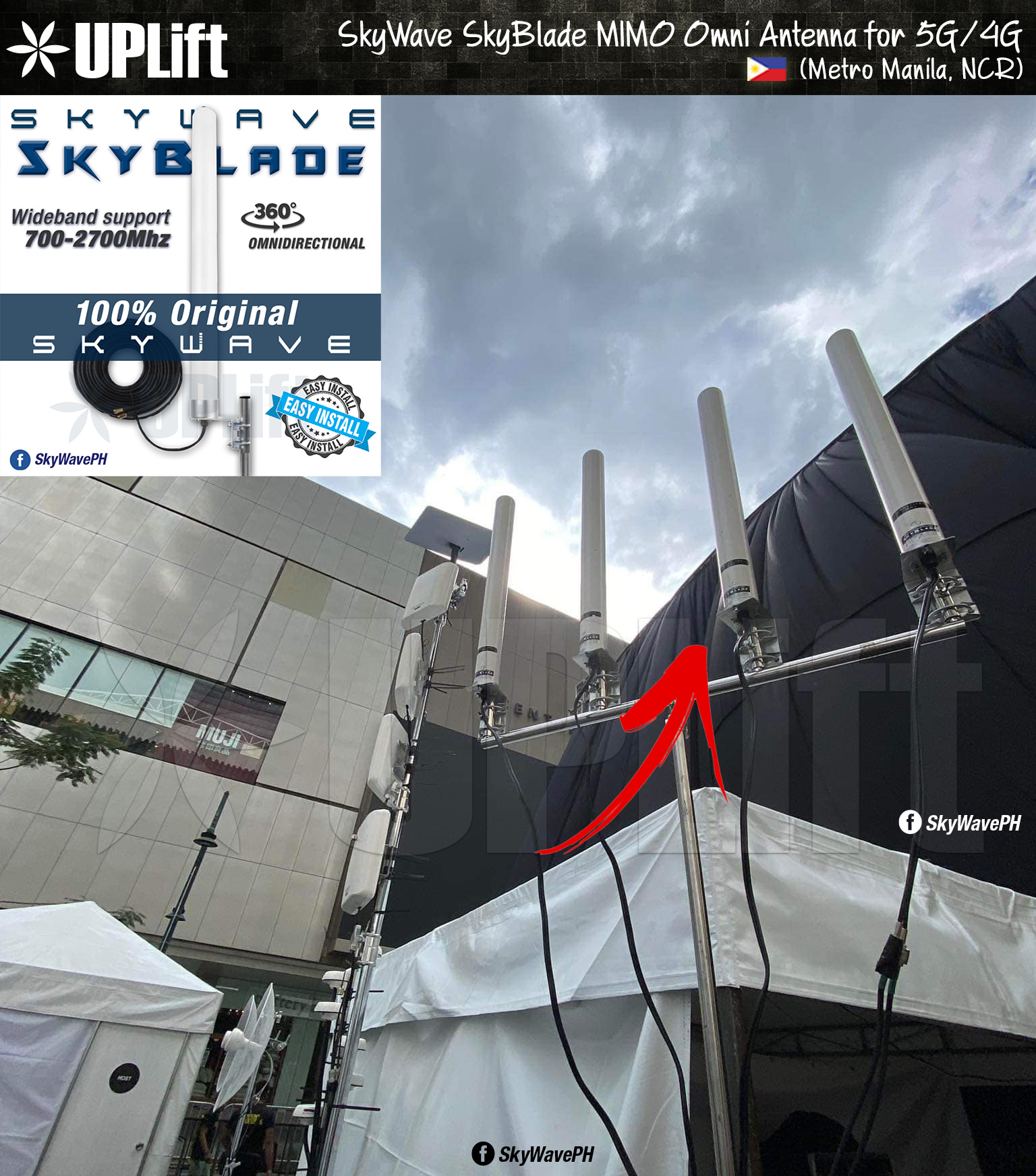 SkyWave SkyBlade Omnidirectional Antenna Wideband 700-2700 Band 28 ...