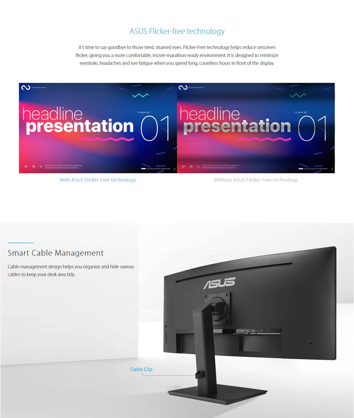 Asus VA34VCPSN 34" UWQHD LED USB-C VA Technology 4ms 100Hz Ultra-Wide ...