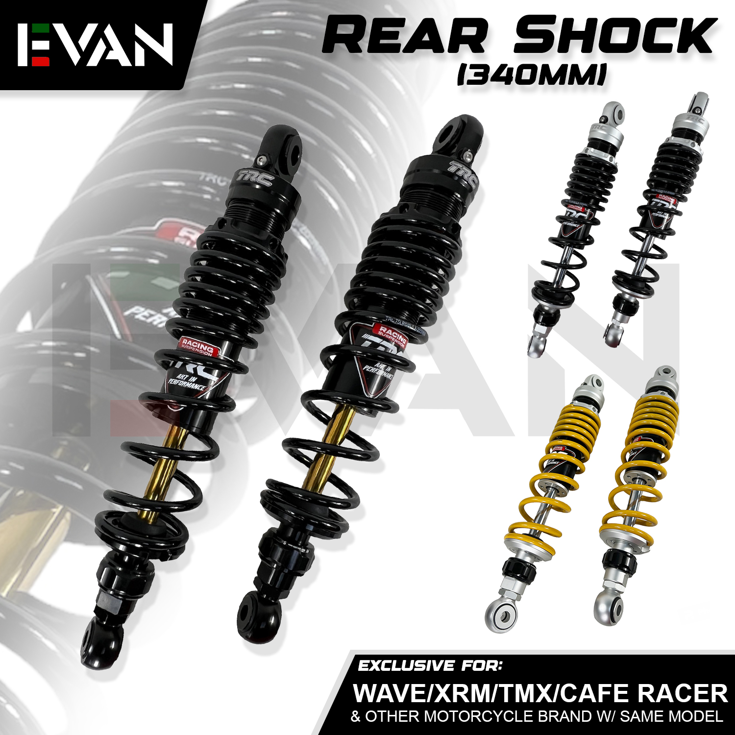 EVAN.PH TRC AI-TECH SERIES SUSPENSION for WAVE/XRM/TMX/CAFE RACER 340mm ...
