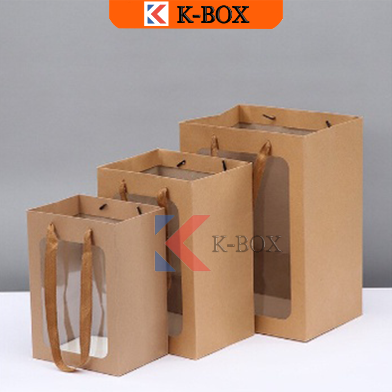 10PCS set Paper Bag Window Clear Window Gift Bags for Stuff Toys Flower ...