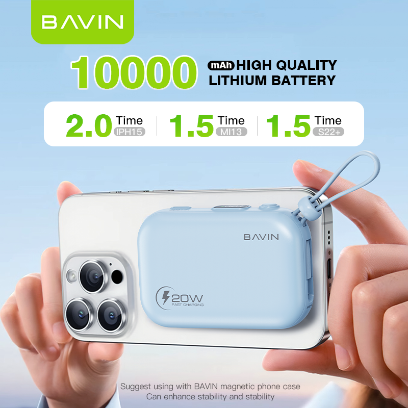 BAVIN PC1085 10000mAh 20W Mini Powerbank Fast Charging Wireless Built ...