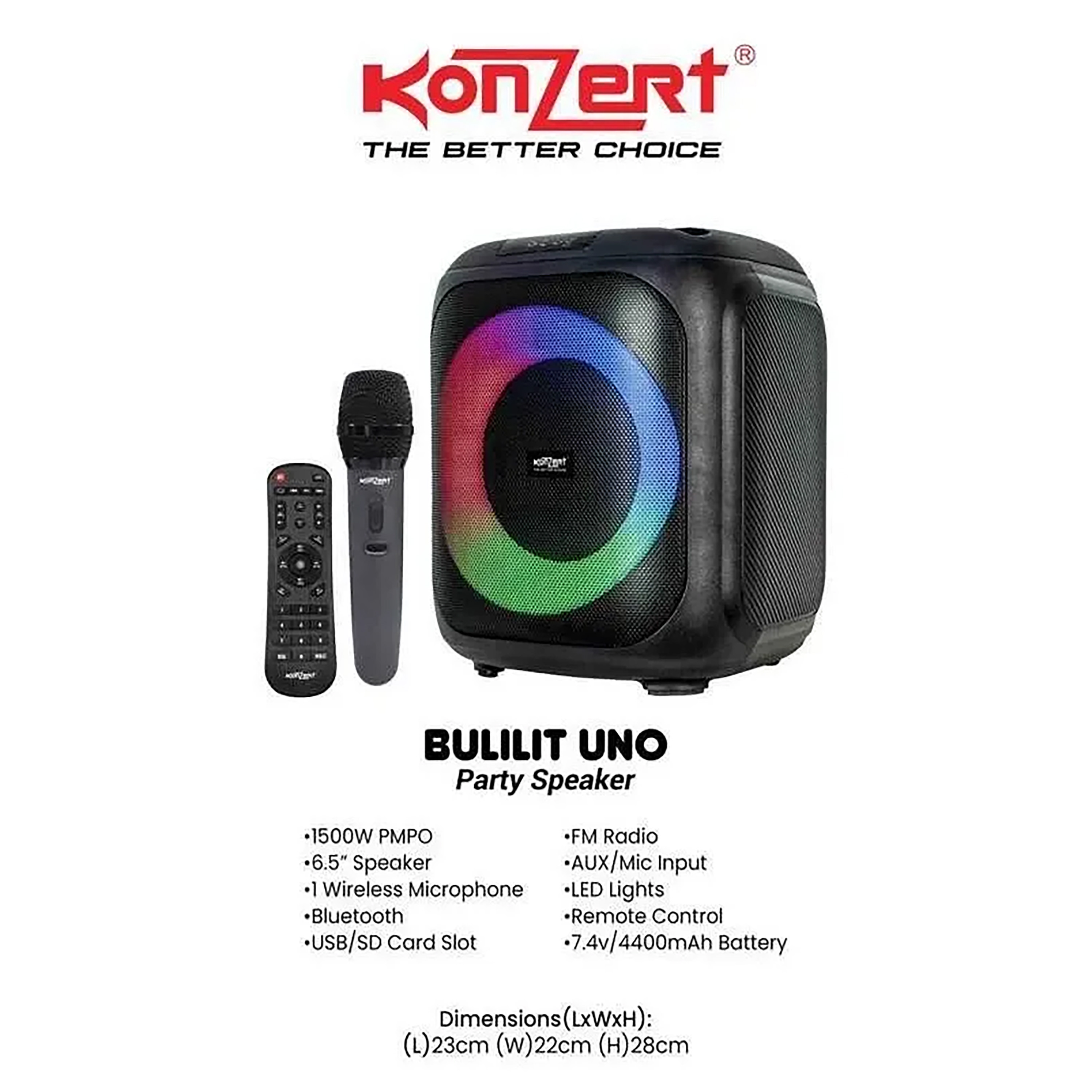 Konzert by Winland Bulilit Uno 6.5 Inch Party Box Portable Rechargeable ...