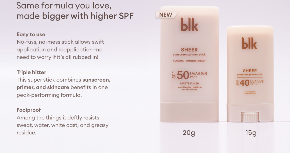 blk cosmetics universal sheer sunscreen primer stick SPF50 UVA/UVB PA++ ...