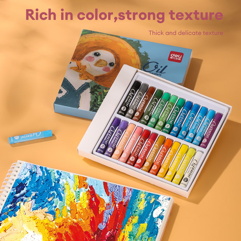 Deli Heavy Color Oil Pastels 12/24/48 Colors Art Painting Crayons Set ...