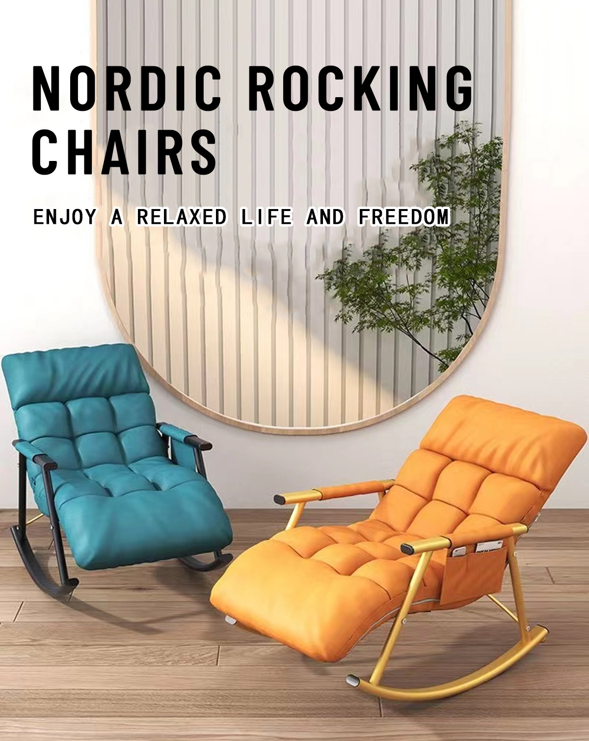 ⭐CL⭐Lazy Rocking Chair Adjustable Chair Nordic Leisure Rocking Sofa ...