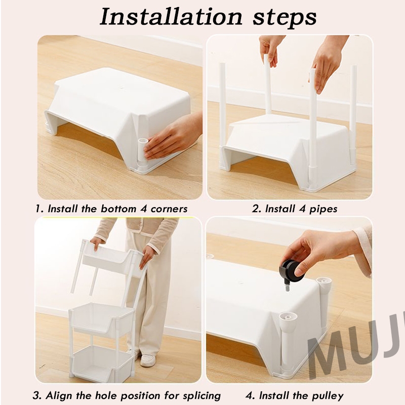 MUJU Multi-layer Storage Rack Mobile Snack/Toy Trolley Desk Side Book ...
