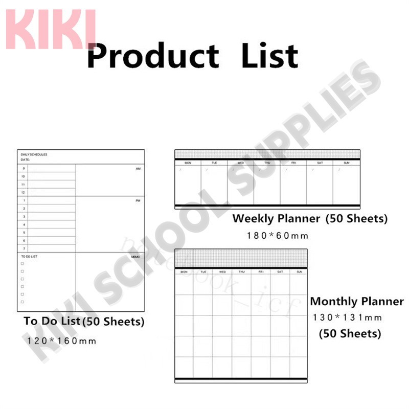 KK 50 Sheets Tear-off Schedule Planner To-do List Plan Memo Pad for Daily/Weekly/Monthly Note ...