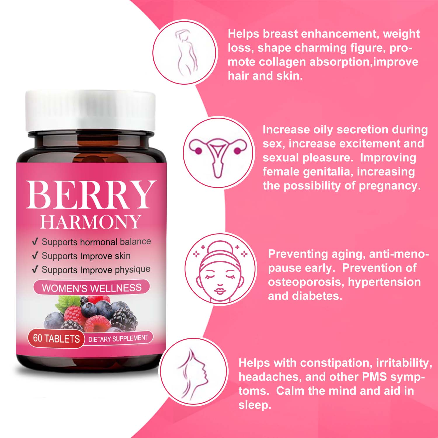 Omilay Berry Harmony Hormonal Balance Supplement Womens Wellness ...
