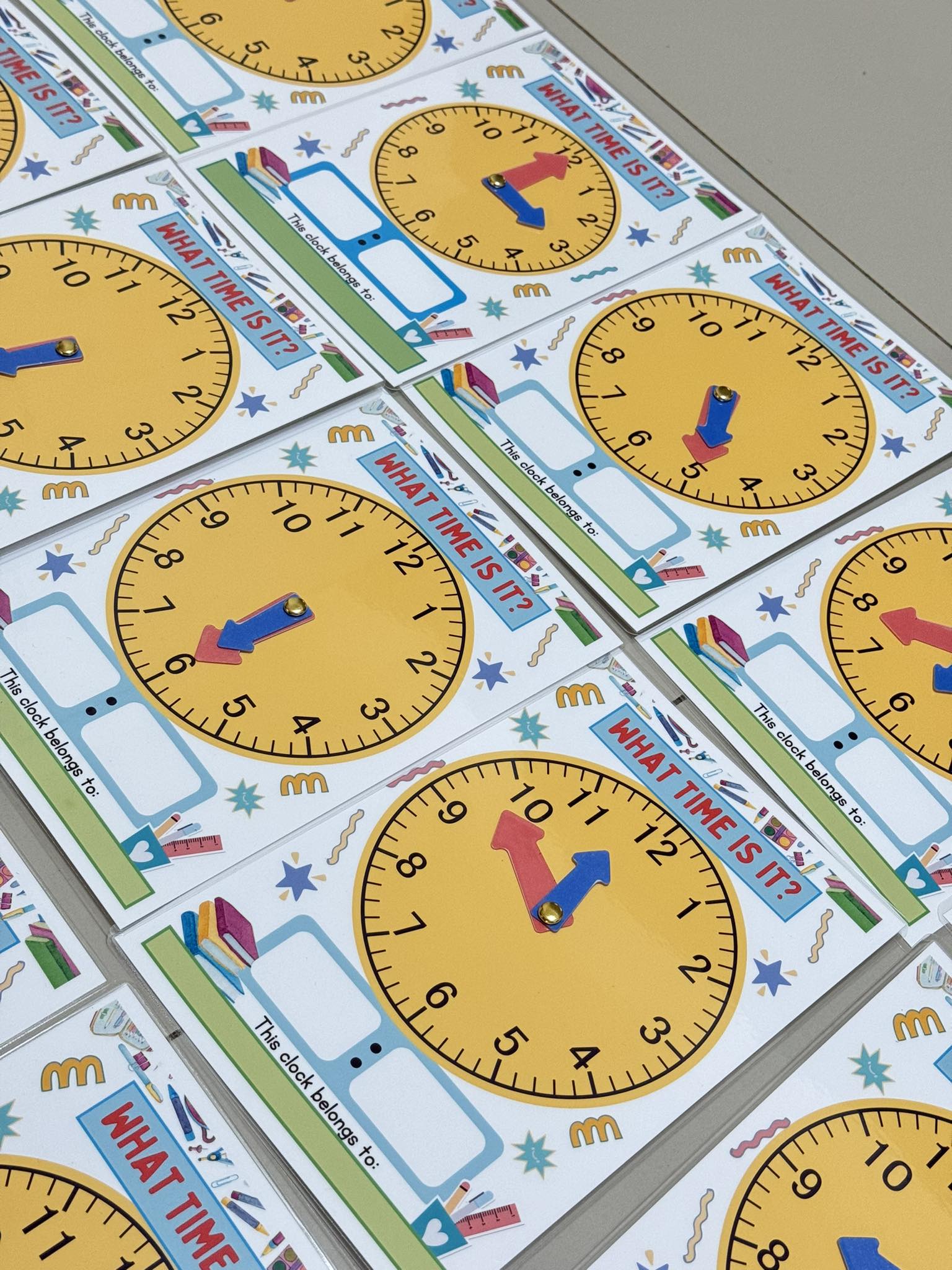 A5 Laminated Clock for Kids Educational Clock Telling Time Clock for ...