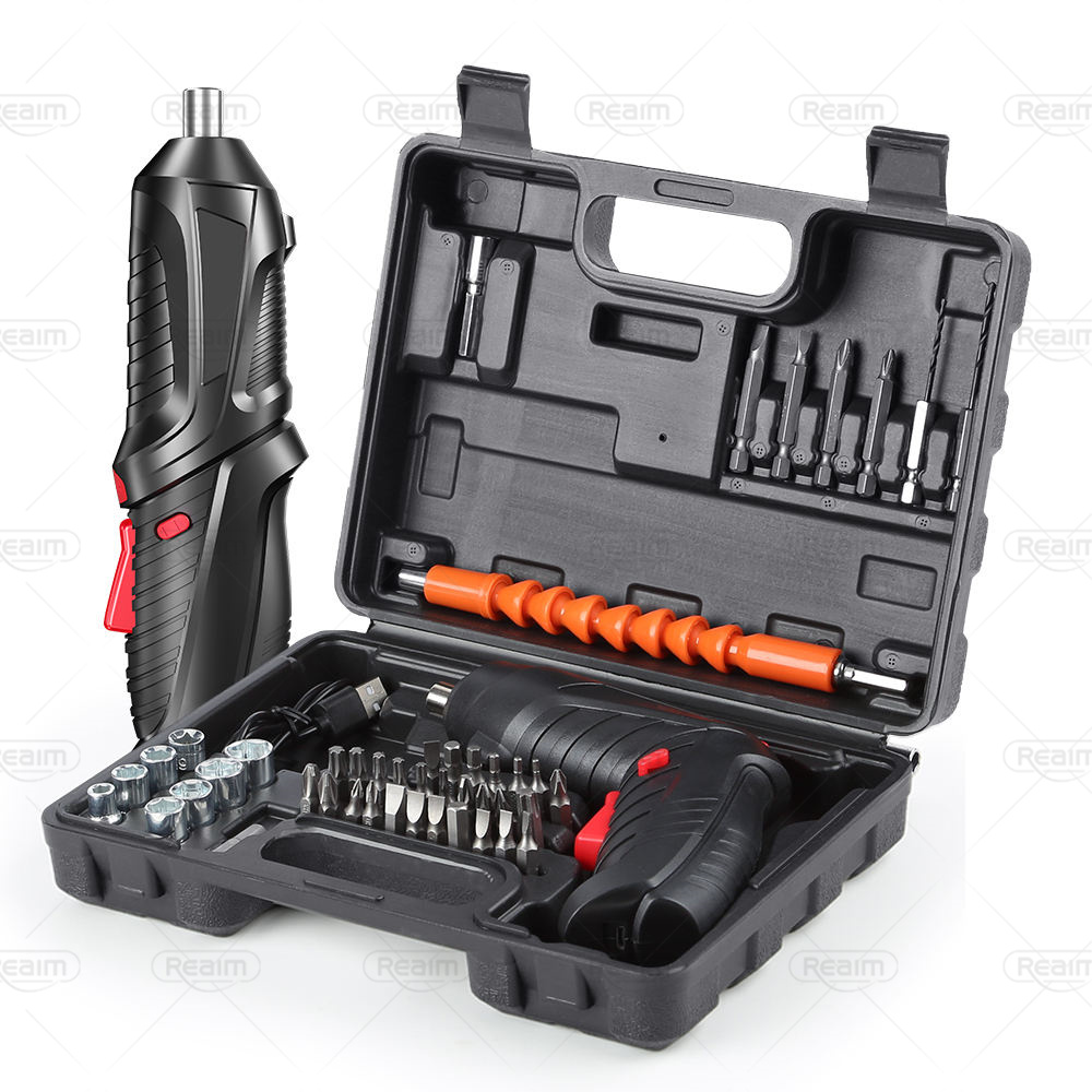 REAIM Cordless Screwdriver 48PCS Set DIY Electric Barena Drill Set ...