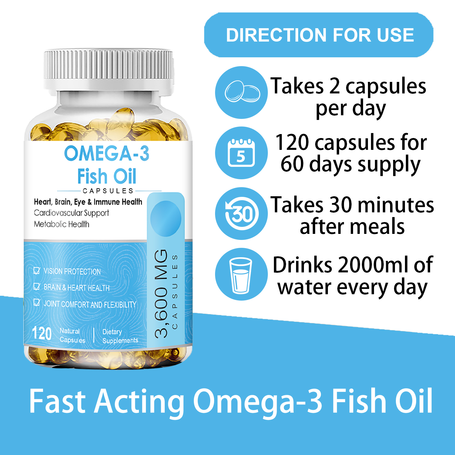 Softher Fish Oil Omega 3 Softgels with EPA & DHA Supports Brain & Heart ...