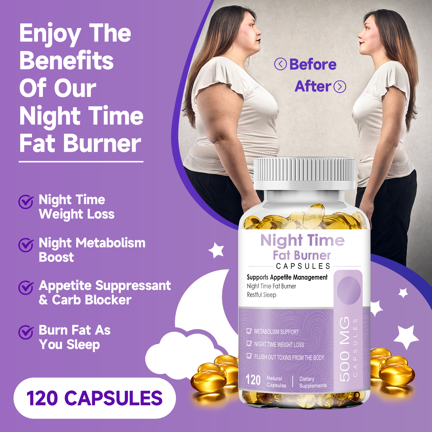 Ozmolts Night Time Fat Burner Slimming Capsule Weight Loss Supplement ...