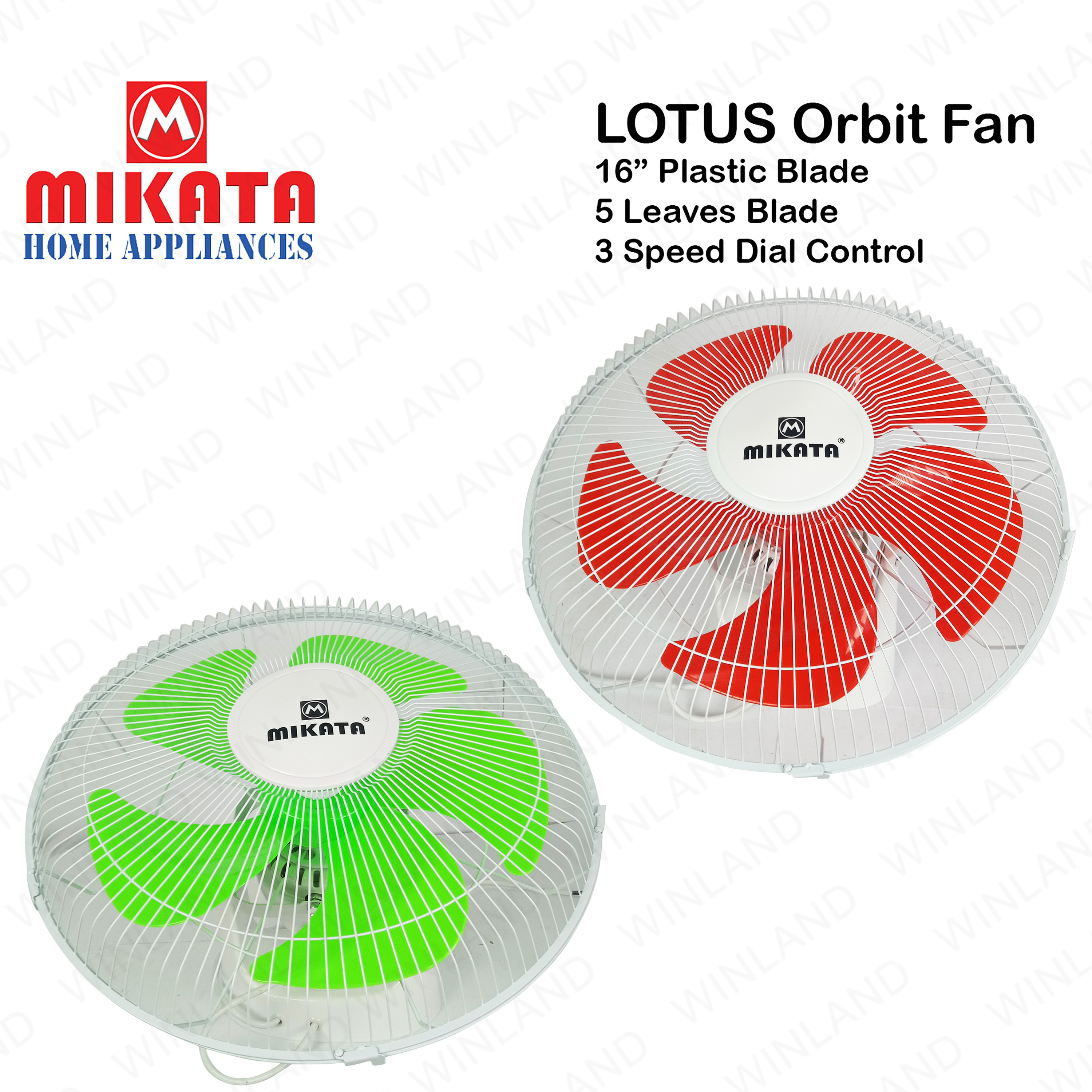 Mikata by Winland 5-Leaf 16 Inch / 405mm Ceiling Orbit Fan Electric Fan ...