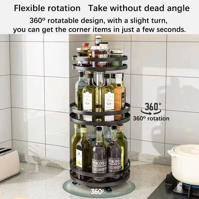 kitchen condiments rack organizer 360rotating spice rack aesthetic ...