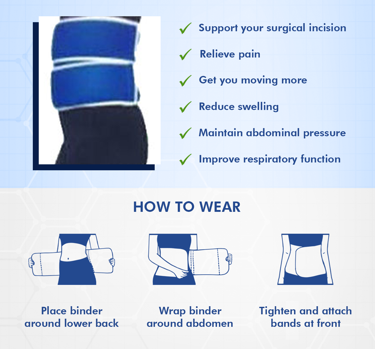 ABSTAR Abdominal Binder (Blue) | Post-Surgery Compression Belt | Shopee ...