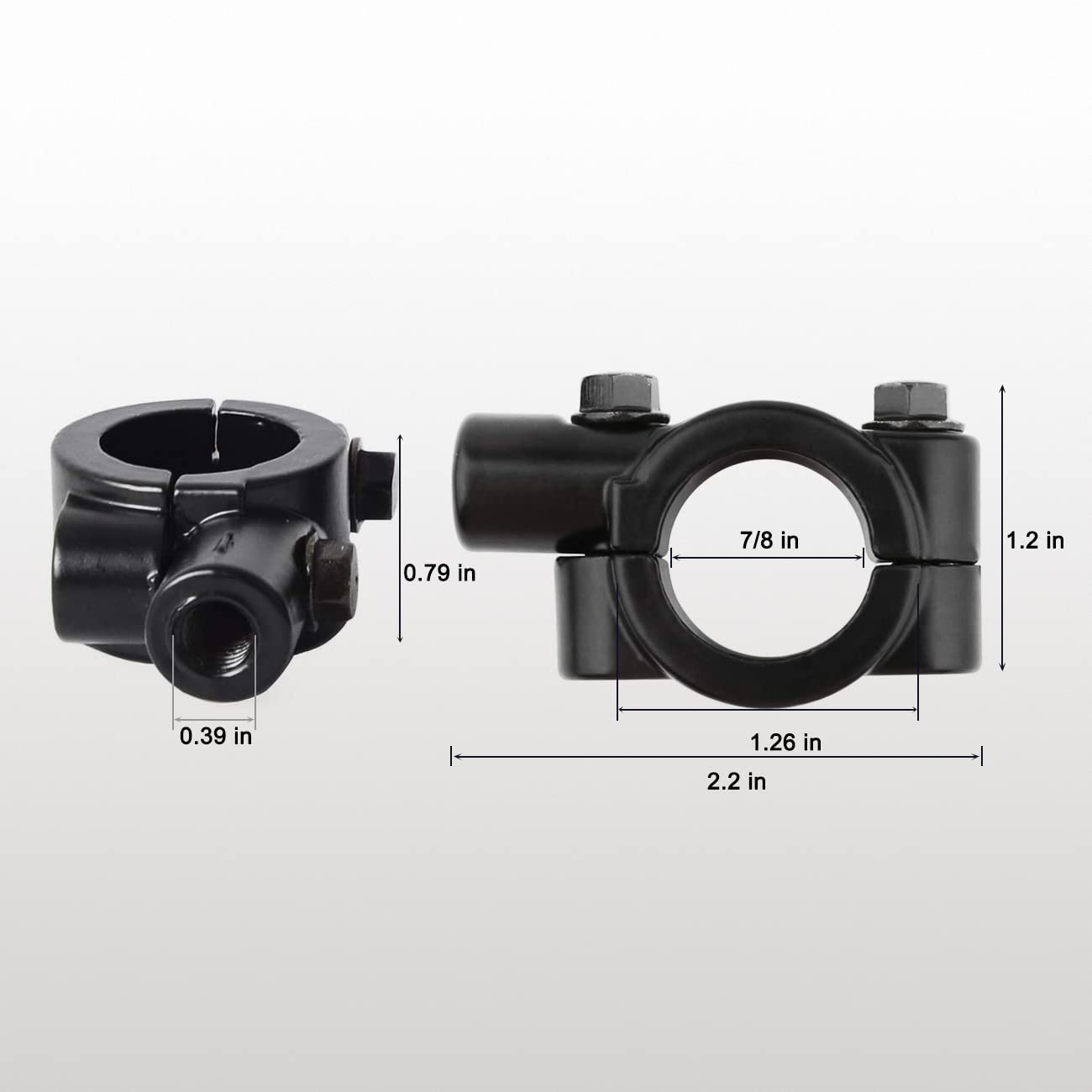 7/8" Handlebar Mirror Mount Clamps Accessories Black Motorcycle ...