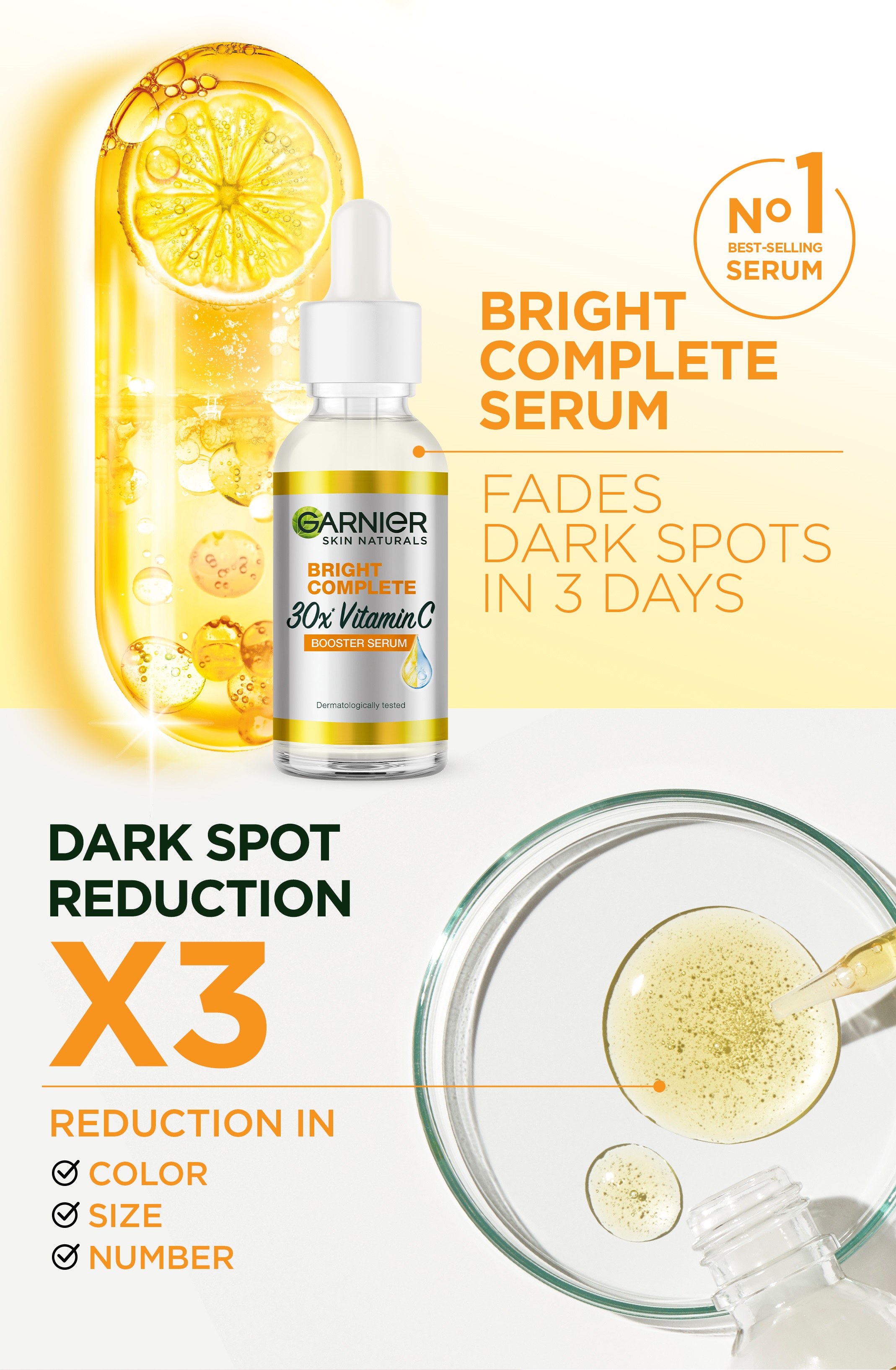 NEW & IMPROVED Garnier 30x Vitamin C+ Niacinamide Serum (30ml) with ...