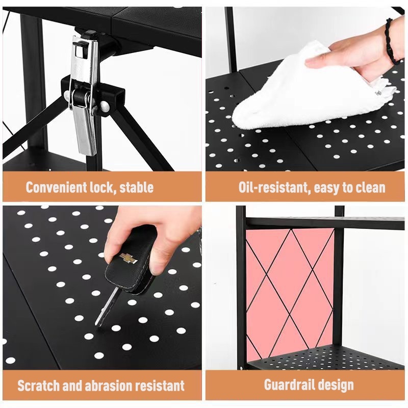 IKAE 3/4/5 Layer Folding Racks Kitchen Folding Organizer Rack Multi ...