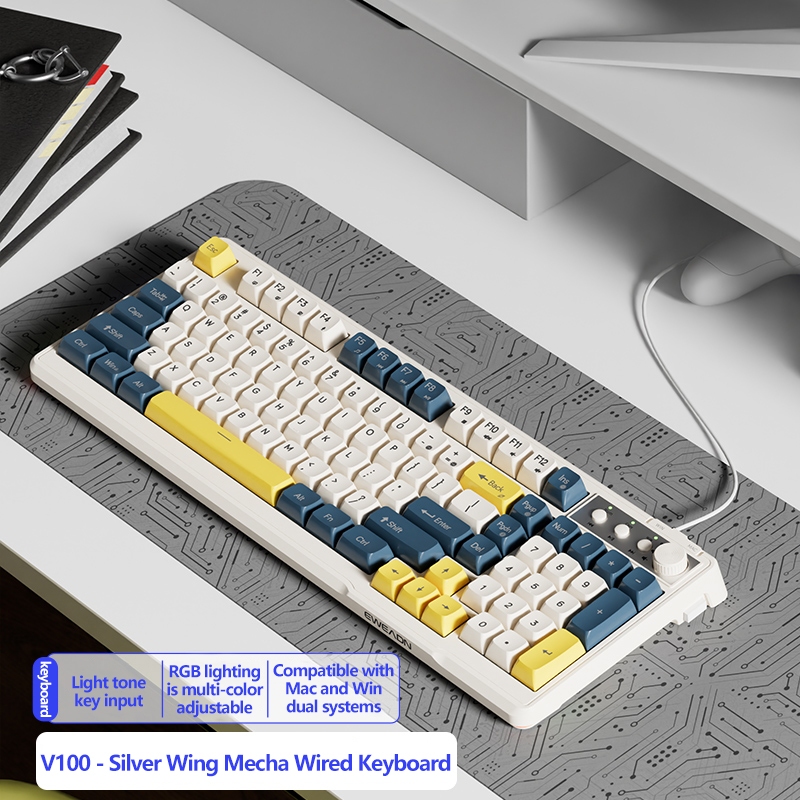 Zeus Wired Gaming Keyboard Mecha Gundam Style 98 Keys USB Mechanical ...